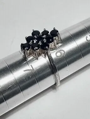 Jewelry | 10 Ct Sapphire Sterling Silver Cluster Ring Size 65 | Poshmark